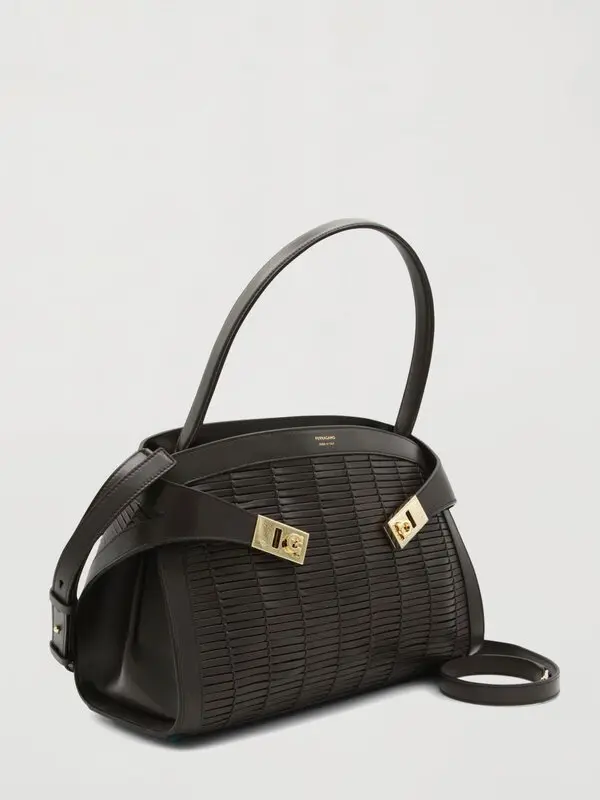 FERRAGAMO Hug Bag In Woven Leather