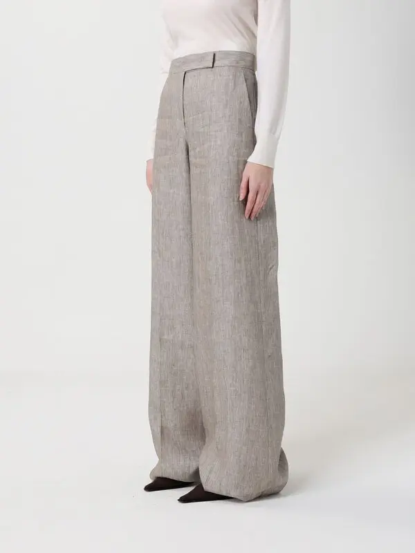 Max Mara Deserto Linen Palazzo Trousers - Beige