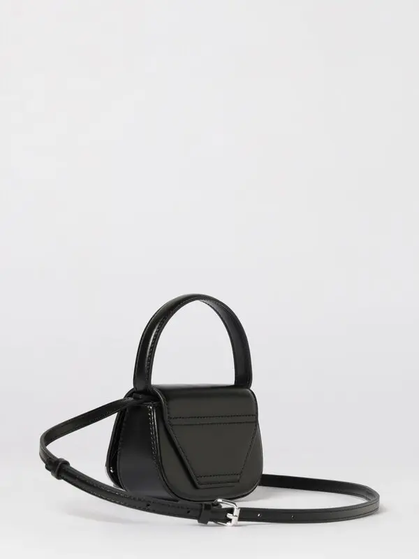 DIESEL® Mini Bag With Silver Tone Logo Detail - Black