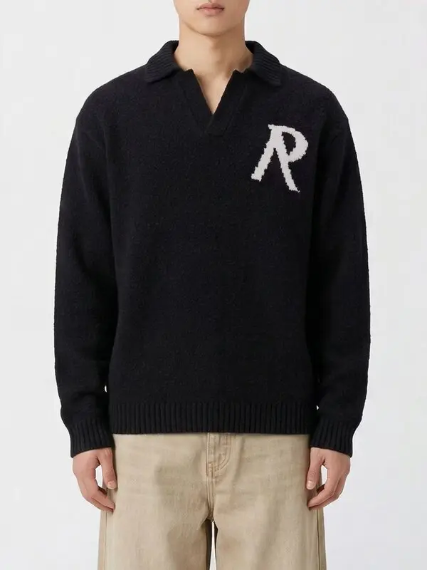 REPRESENT Cotton Knit Polo Shirt With Logo - Black