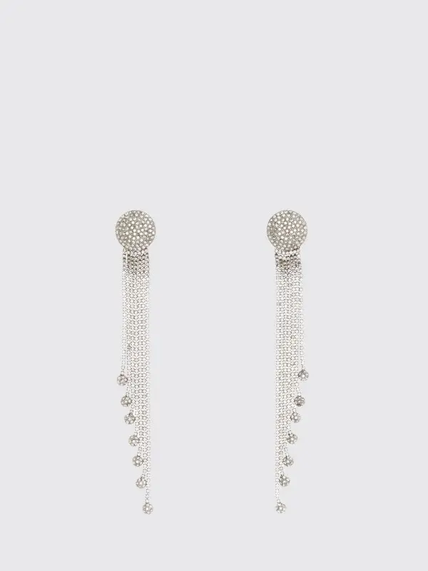 Alessandra Rich Brass Earrings With Crystal Embellishments - Silver