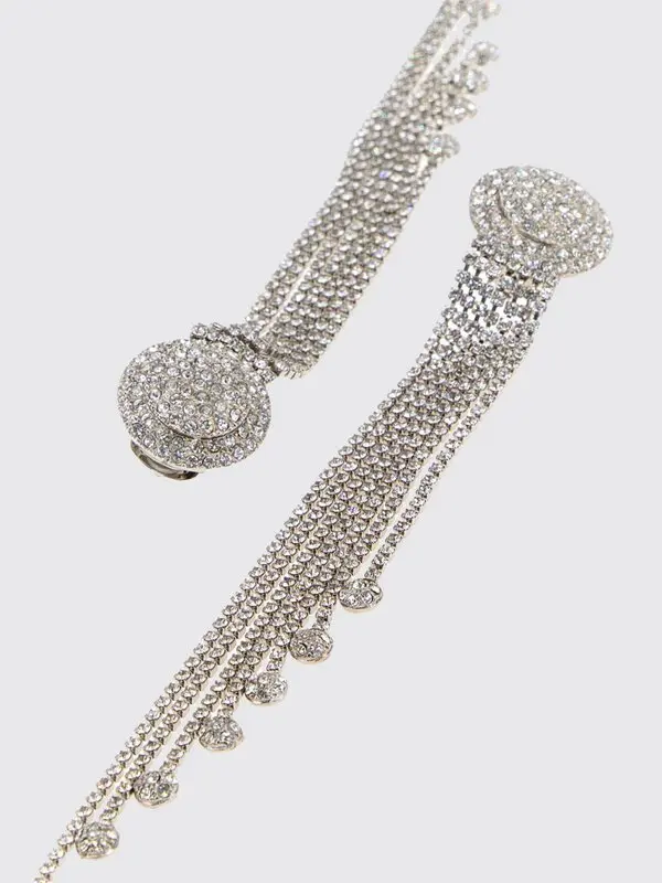 Alessandra Rich Brass Earrings With Crystal Embellishments