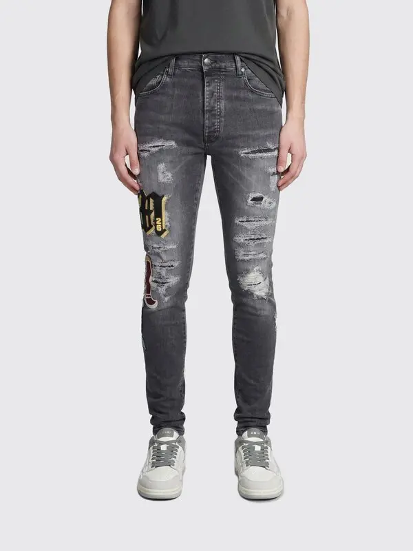 Amiri Distressed Skinny Jeans With Embellishments
