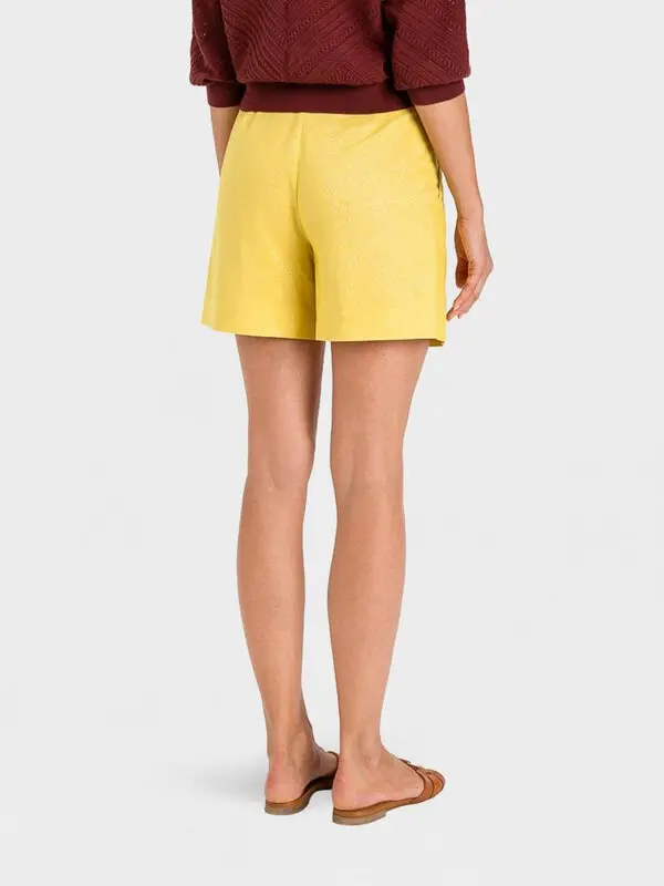 TWINSET High-waisted Linen & Cotton Blend Shorts - Yellow
