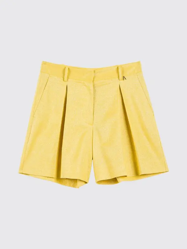 TWINSET High-waisted Linen & Cotton Blend Shorts - Yellow