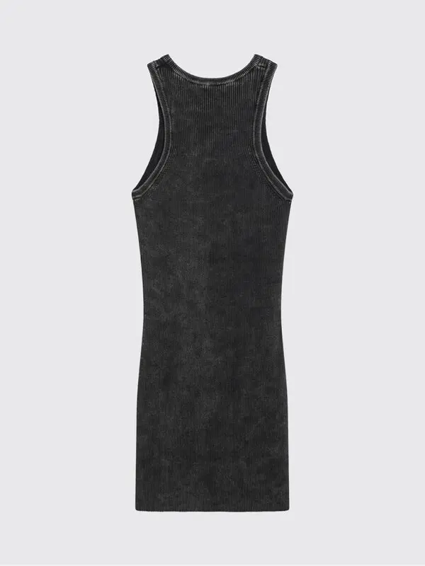 DIESEL® Ribbed Mini Dress With Logo Detail - Black