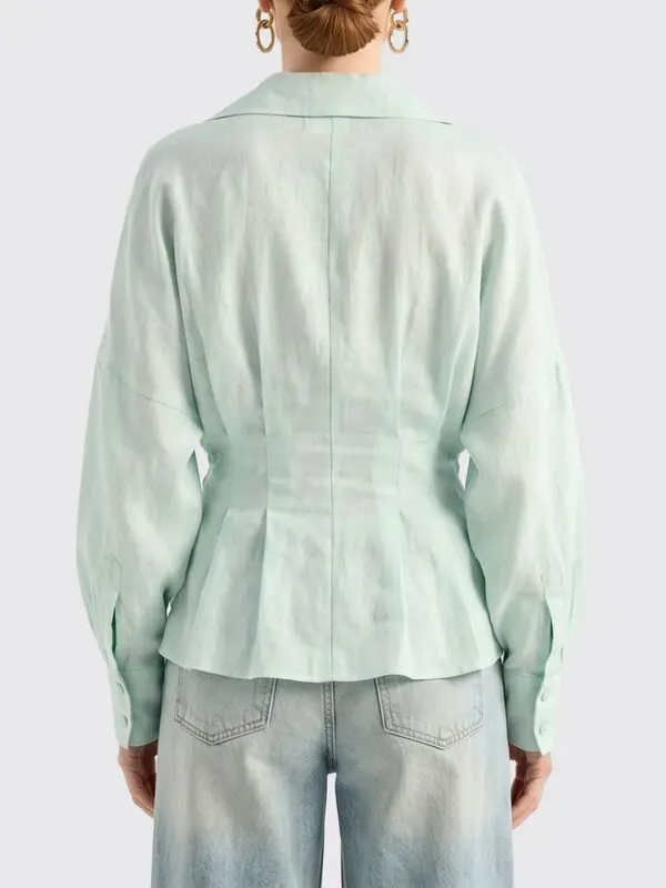 GENNY Relaxed Fit Linen Shirt With V-neck And Dropped Shoulders