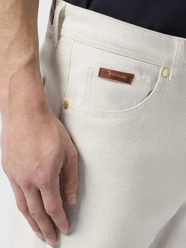 BILLIONAIRE Straight-fit Monogram Logo Denim Jeans - Beige