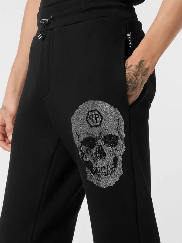 Philipp Plein Jersey Jogging Pants With Skull Print And Rhinestone Logo