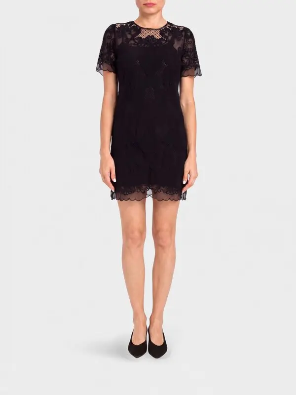 TWINSET Bi Macramé Lace Mini Sheath Dress With Short Sleeves