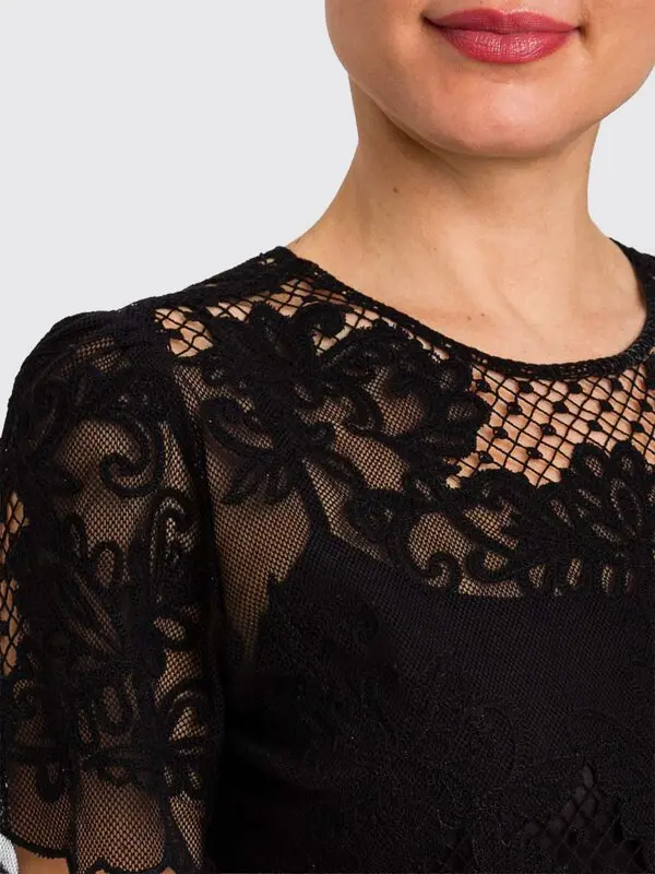 TWINSET Bi Macramé Lace Mini Sheath Dress With Short Sleeves