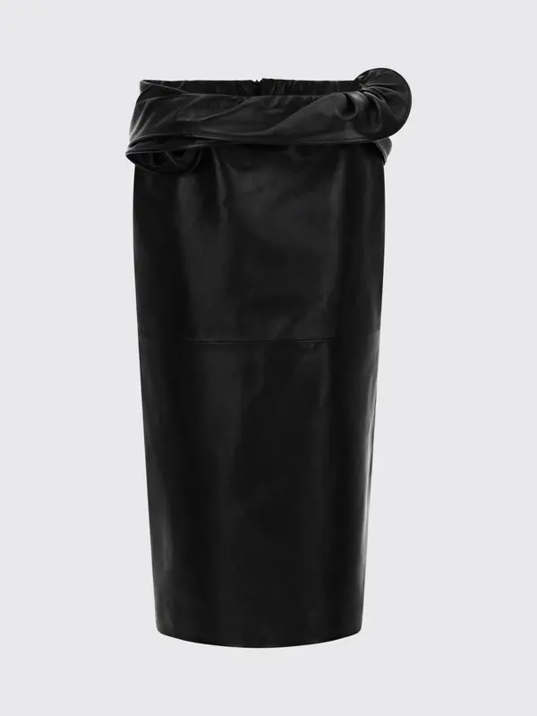Magda Butrym Leather Midi Pencil Skirt With Rouches