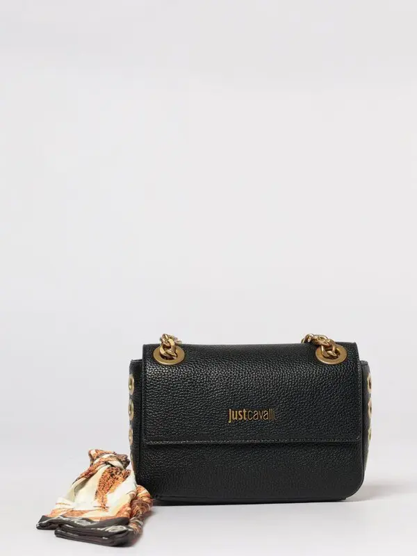 Just Cavalli Grained Faux Leather Shoulder Bag
