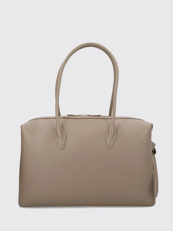 Yuzefi Brioche Large Grained Leather Shoulder Bag With Double Zip