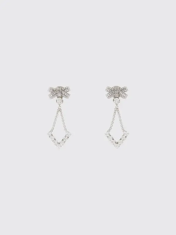 Alessandra Rich Brass And Rhinestone Pendant Earrings - Silver