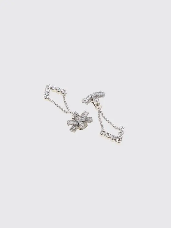 Alessandra Rich Brass And Rhinestone Pendant Earrings