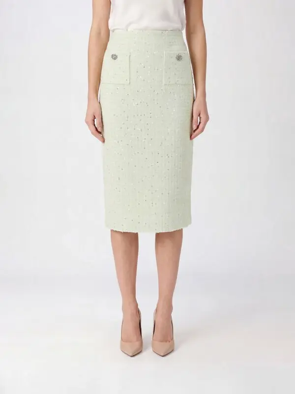 SELF-PORTRAIT High-waisted Sequined Tweed Midi Pencil Skirt