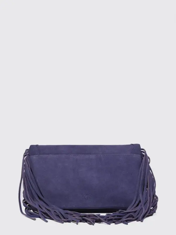 Pinko Love Bag Click Soft Horizontal Mini Pouch In Suede With Fringes
