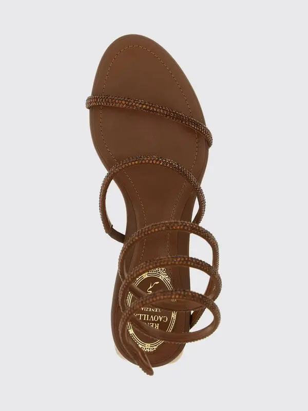 Rene Caovilla Cleo Nappa Leather Sandals With Crystals