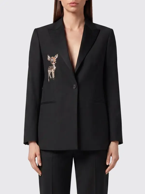 Philipp Plein Fairy Single-breasted Cropped Wool-blend Blazer With Rhinestone Application
