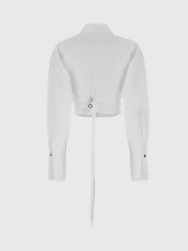 Blumarine Cotton Poplin Shirt With Pleats And Curved Hem