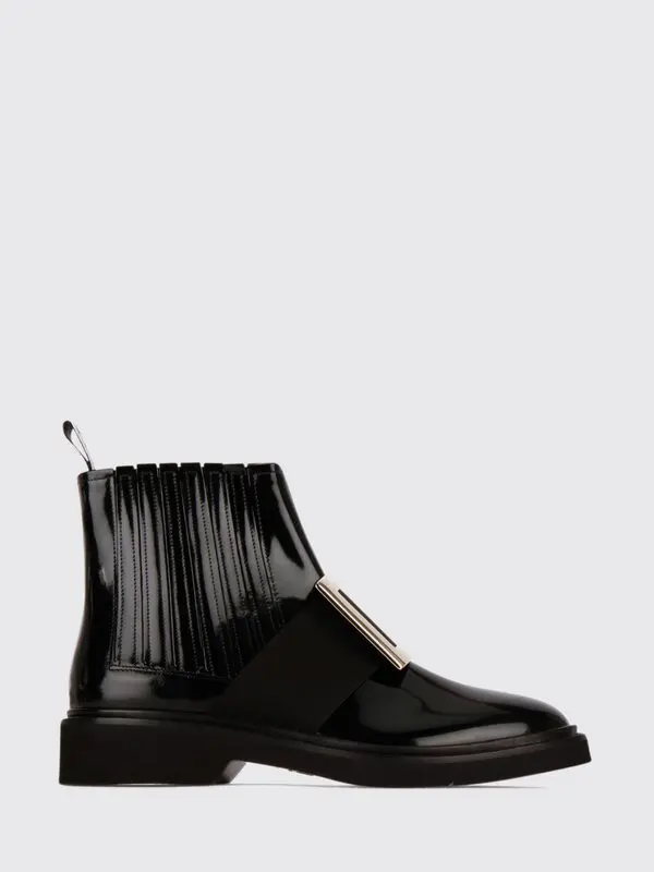 ROGER VIVIER Brushed Leather Chelsea Boots With Buckle