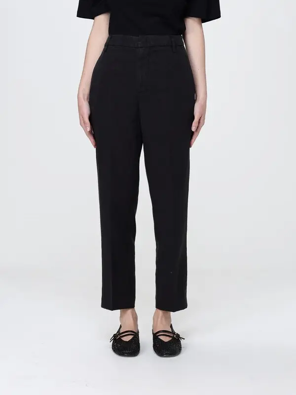 DONDUP Cotton Blend Cropped Fit Trousers