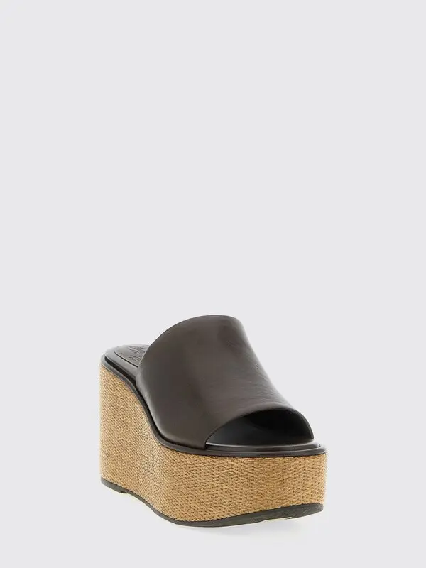Brunello Cucinelli Leather Wedge Sandals