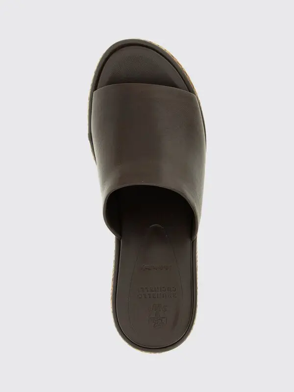 Brunello Cucinelli Leather Wedge Sandals