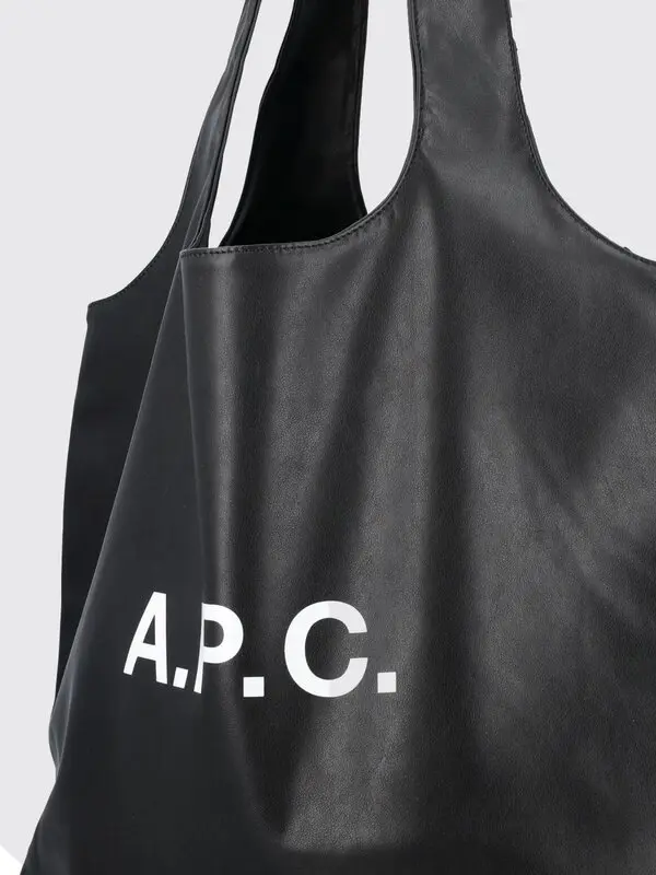 A.p.c. Large Ninon Tote Bag In Recycled Materials With Printed Logo - Black