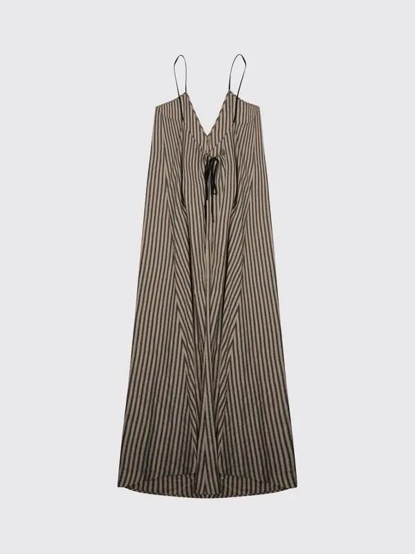 ALYSI Striped Cotton And Viscose Blend Maxi Slip Dress