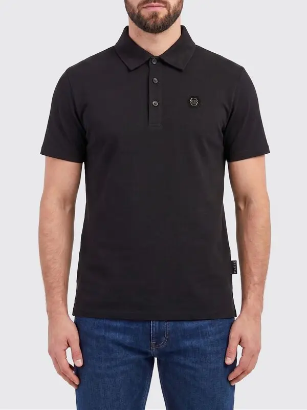 Philipp Plein Cotton Polo Shirt With Monogram - Black
