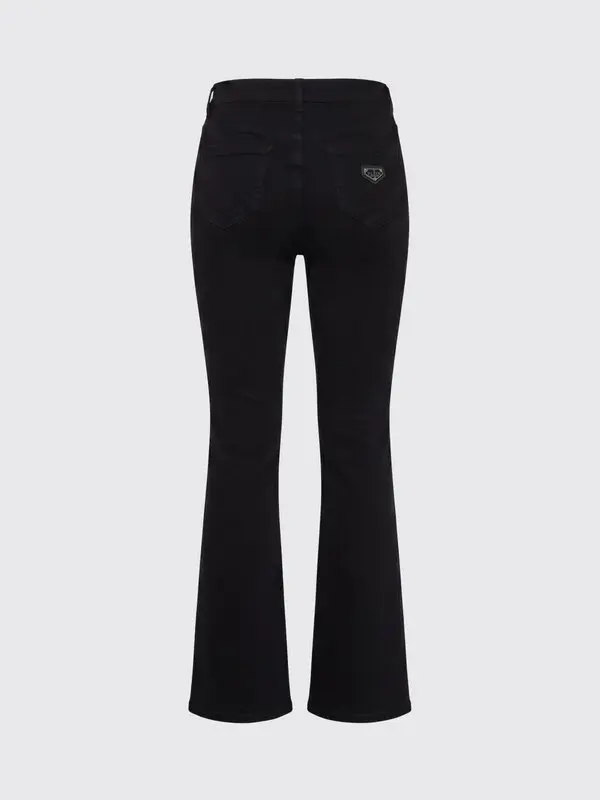 Philipp Plein High-waisted Flared Jeans In Stretch Denim With Metal Logo - Black