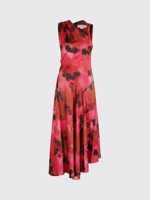 Victoria Beckham Asymmetrical Printed Midi Dress