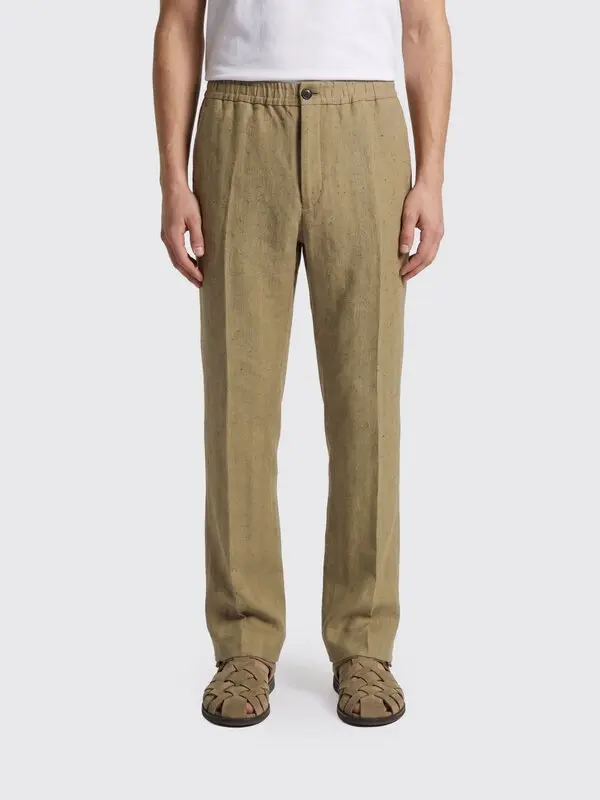 FERRAGAMO Striped Linen Blend Tailored Trousers