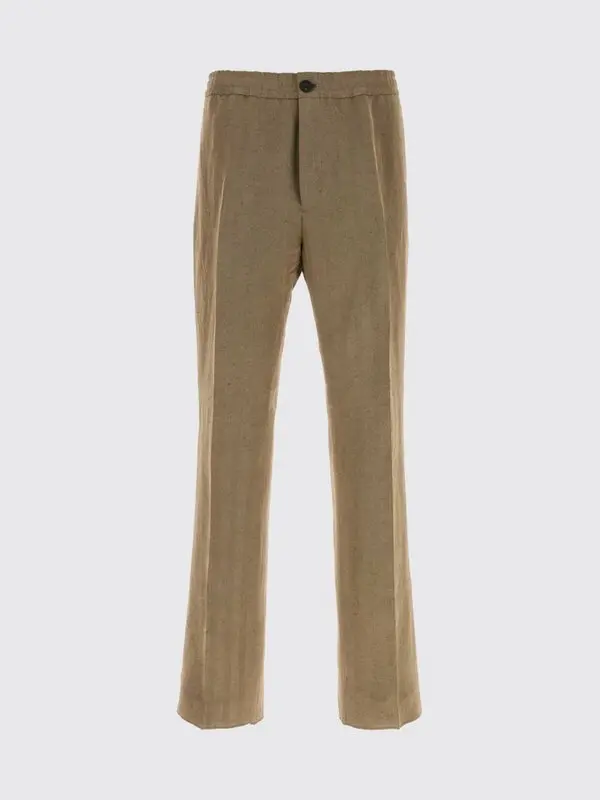 FERRAGAMO Striped Linen Blend Tailored Trousers