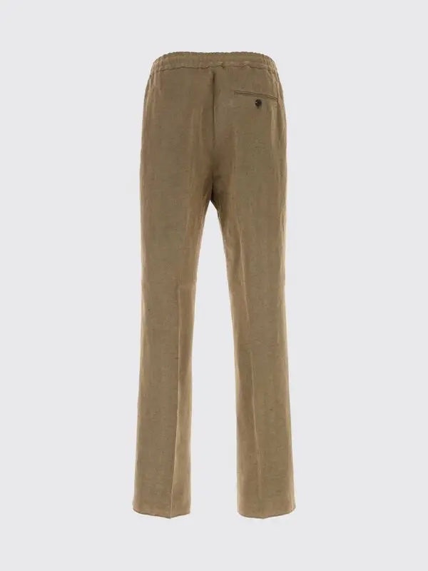 FERRAGAMO Striped Linen Blend Tailored Trousers