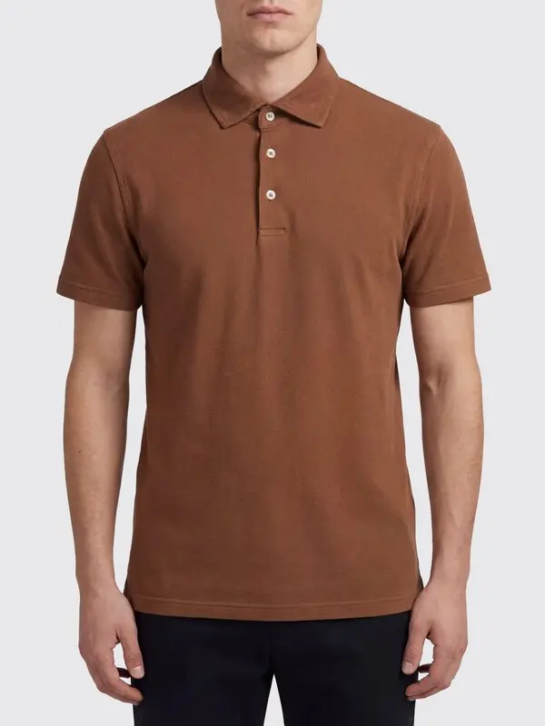 Fedeli Basic Cotton Polo Shirt - Brown