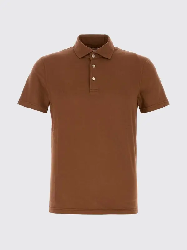 Fedeli Basic Cotton Polo Shirt - Brown