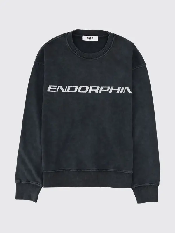 MSGM Relaxed Fit Cotton Crewneck Sweatshirt With Slogan Print