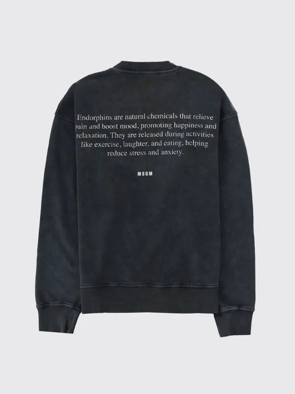 MSGM Relaxed Fit Cotton Crewneck Sweatshirt With Slogan Print