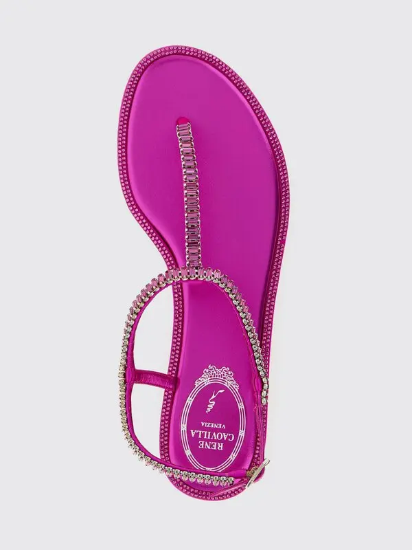 Rene Caovilla Diana Satin Sandals With Crystals