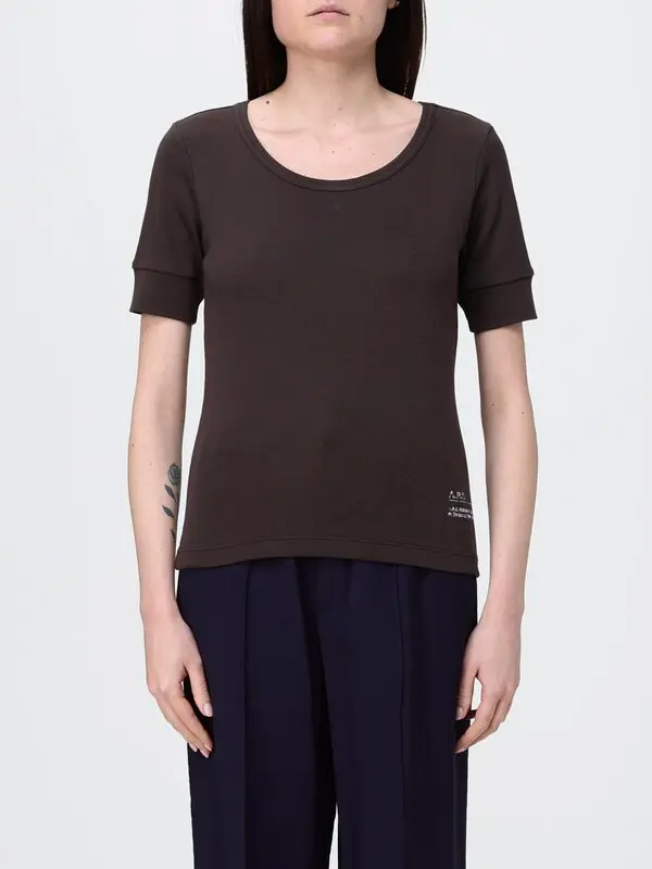 A.p.c. Basic Cotton T-shirts - Brown