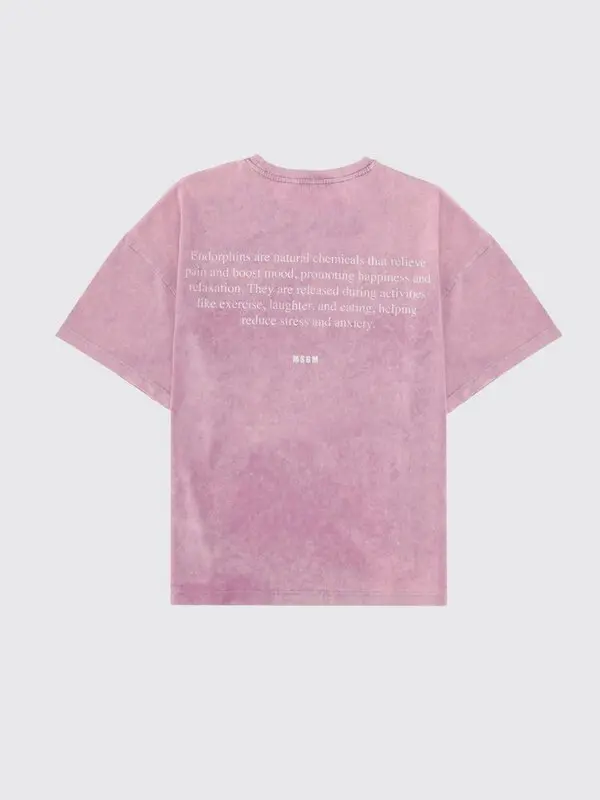 MSGM Cotton T-shirt With Slogan Print And Dropped Shoulders