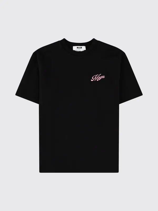 MSGM Relaxed Fit Cotton T-shirt With Contrasting Logo - Black