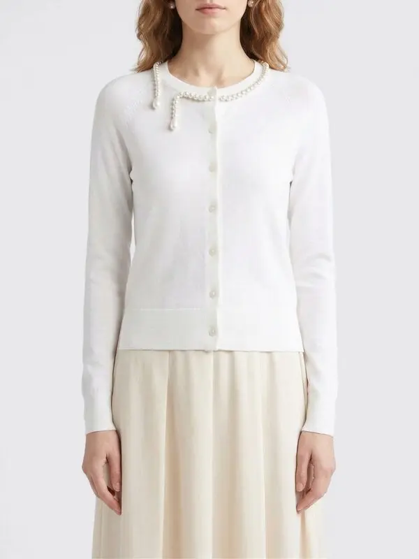 Simone Rocha Wool And Silk Cardigan With Pearl Appliqués