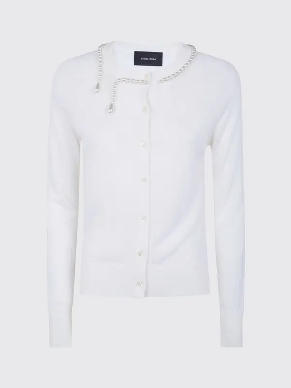 Simone Rocha Wool And Silk Cardigan With Pearl Appliqués