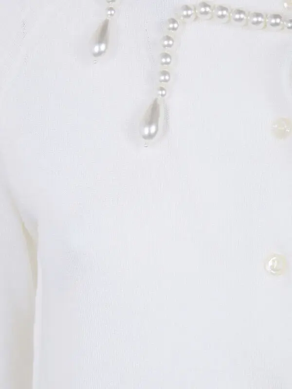 Simone Rocha Wool And Silk Cardigan With Pearl Appliqués
