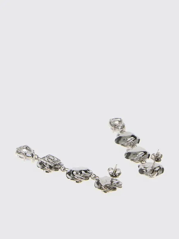 Magda Butrym Brass Earrings With Flower Motif And Rhinestone Embellishments