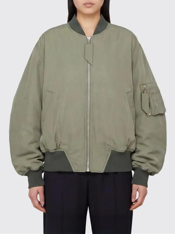 Attico Cropped Relaxed Fit Bomber Jacket With Dropped Shoulders